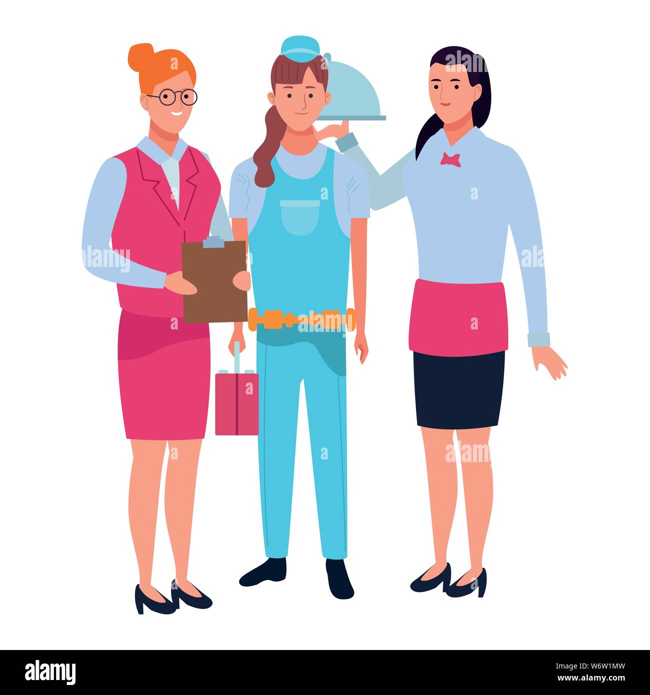 Professionals workers characters smiling cartoons Stock Vector Image ...