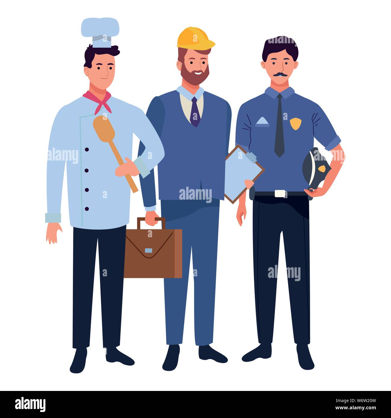 Professionals workers characters smiling cartoons Stock Vector Image ...