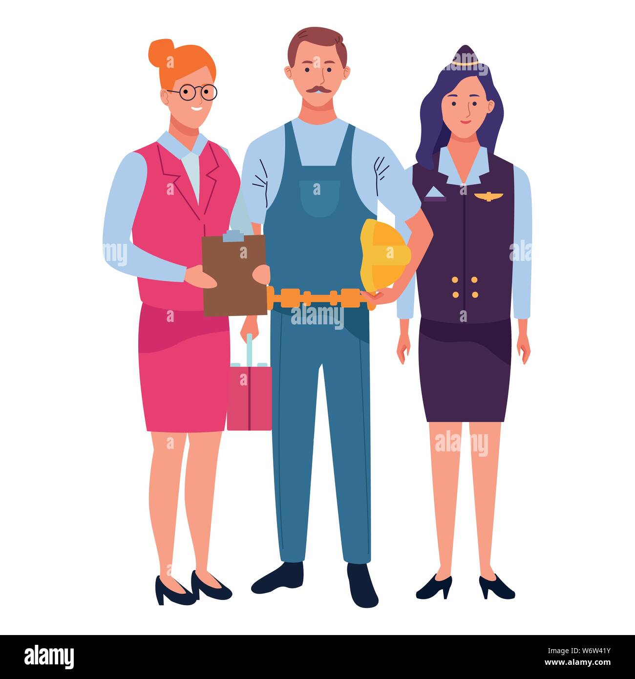 Professionals workers characters smiling cartoons Stock Vector Image ...
