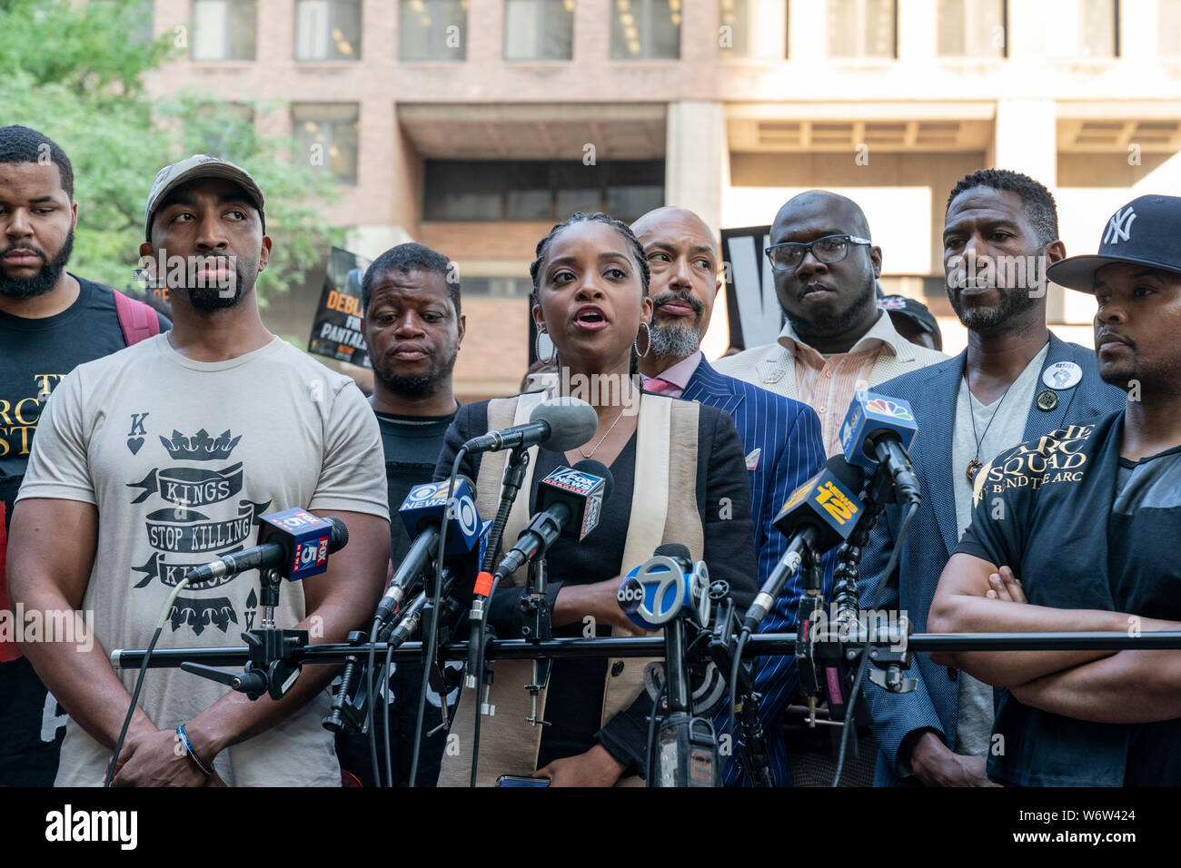 New York, NY - August 2, 2019: Tamikia Mallory speaks at rally and ...