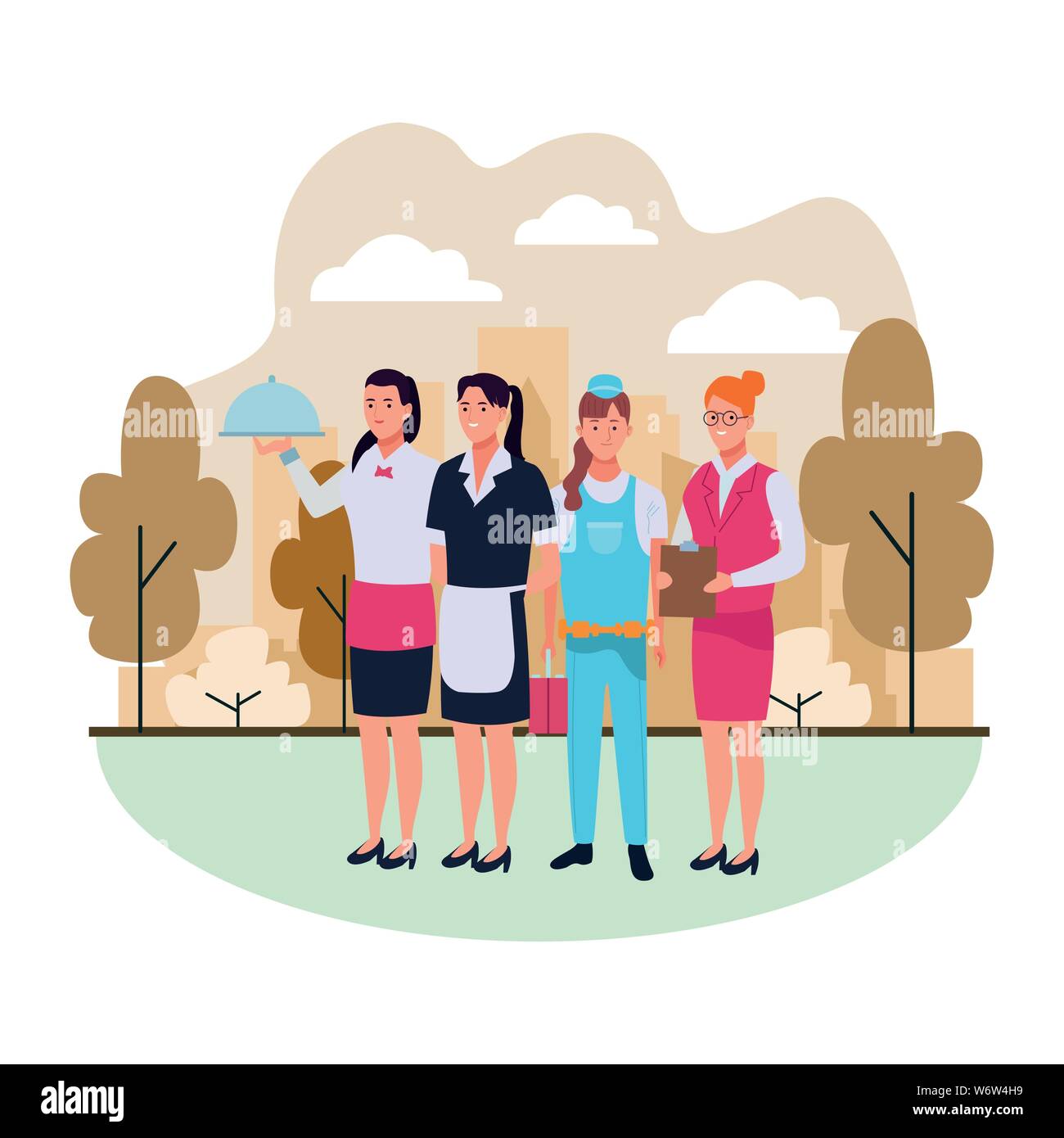 Professionals workers smiling cartoons Stock Vector Image & Art - Alamy