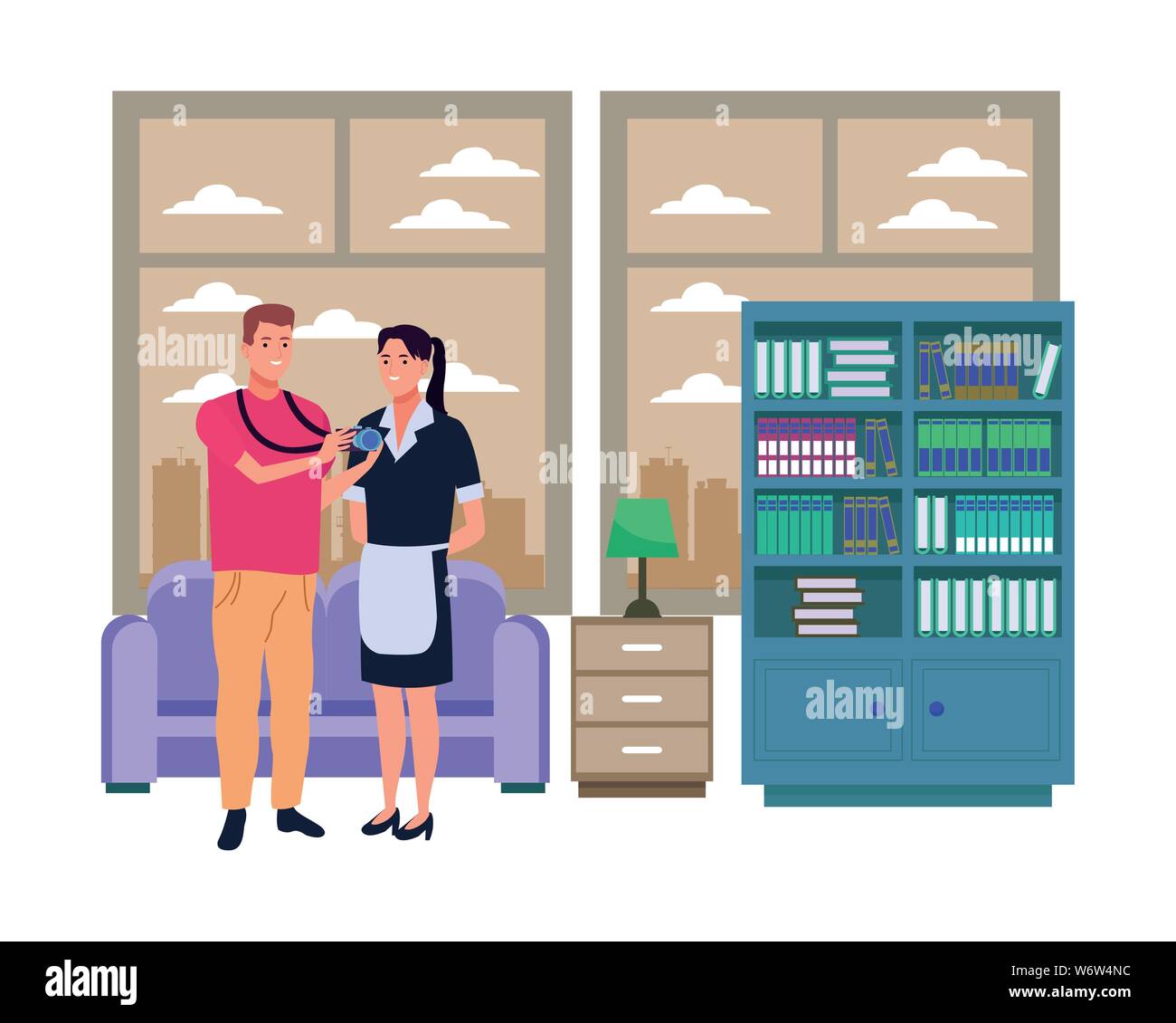 Professionals workers couple smiling cartoons Stock Vector Image & Art ...