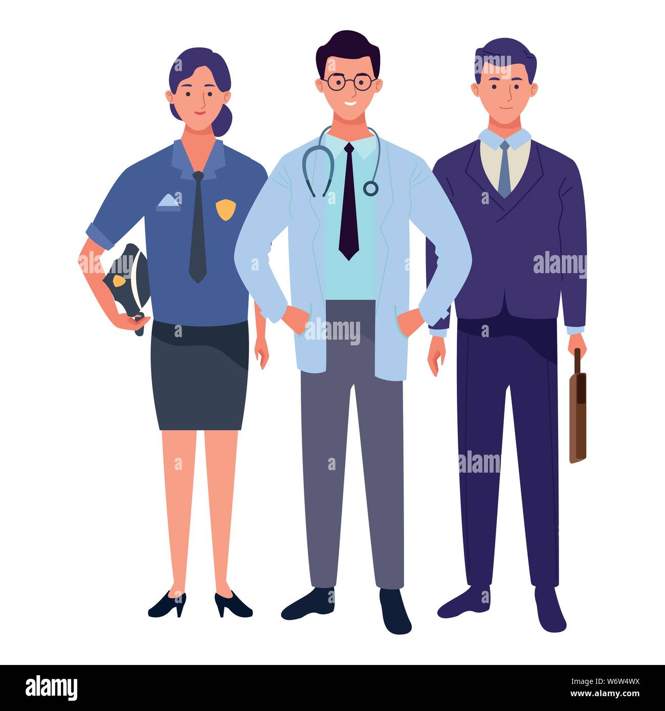 Professionals workers characters smiling cartoons Stock Vector Image ...