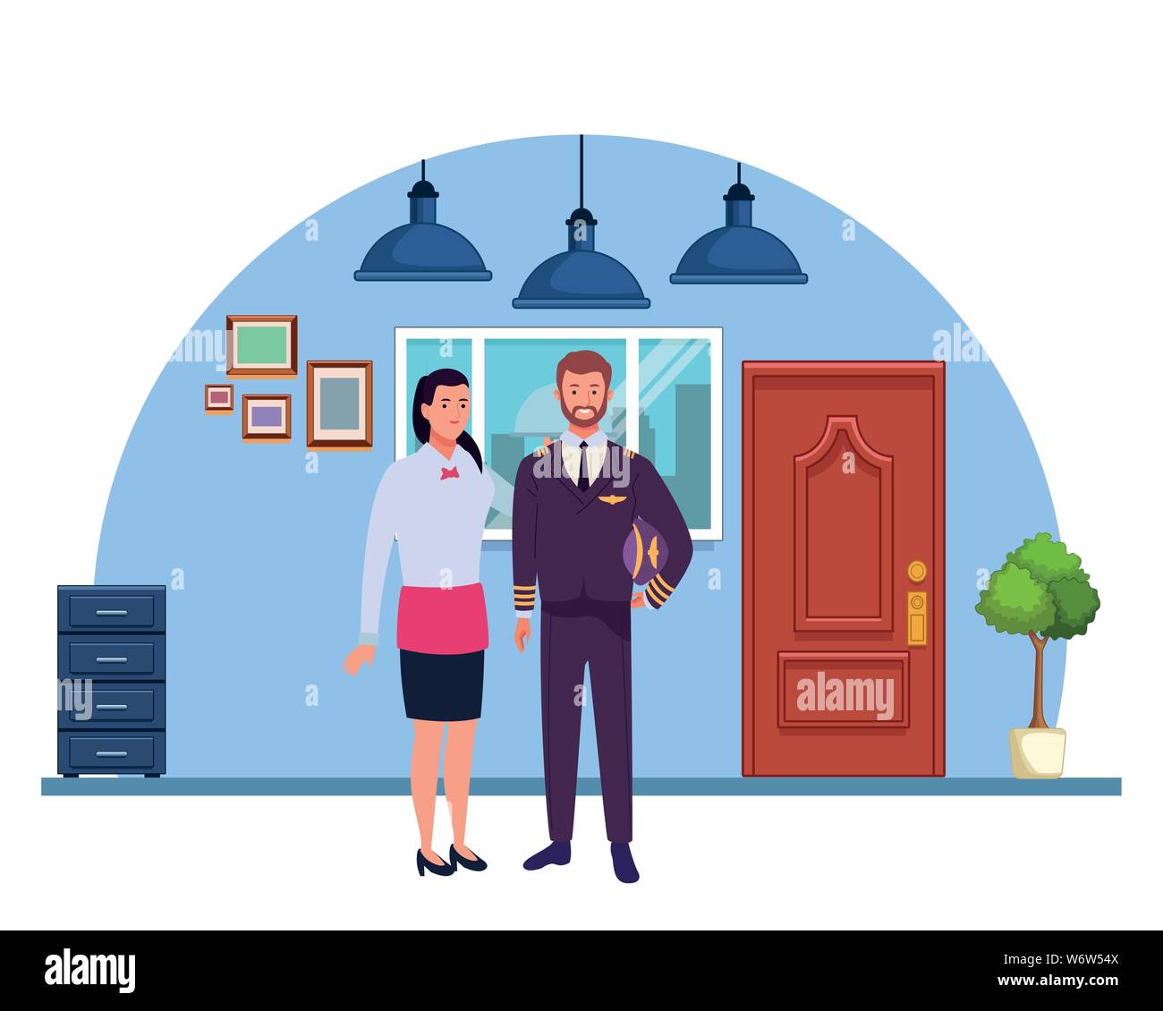 Professionals workers couple smiling cartoons Stock Vector Image & Art ...