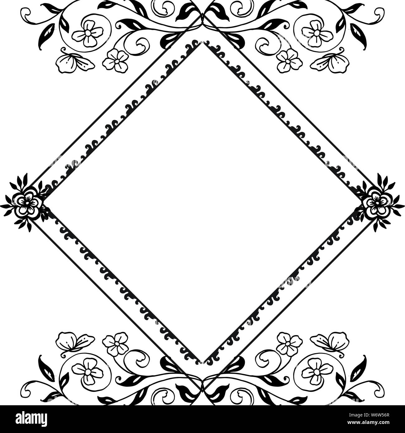Design element floral frame, set cute flowers, border frame, for ...
