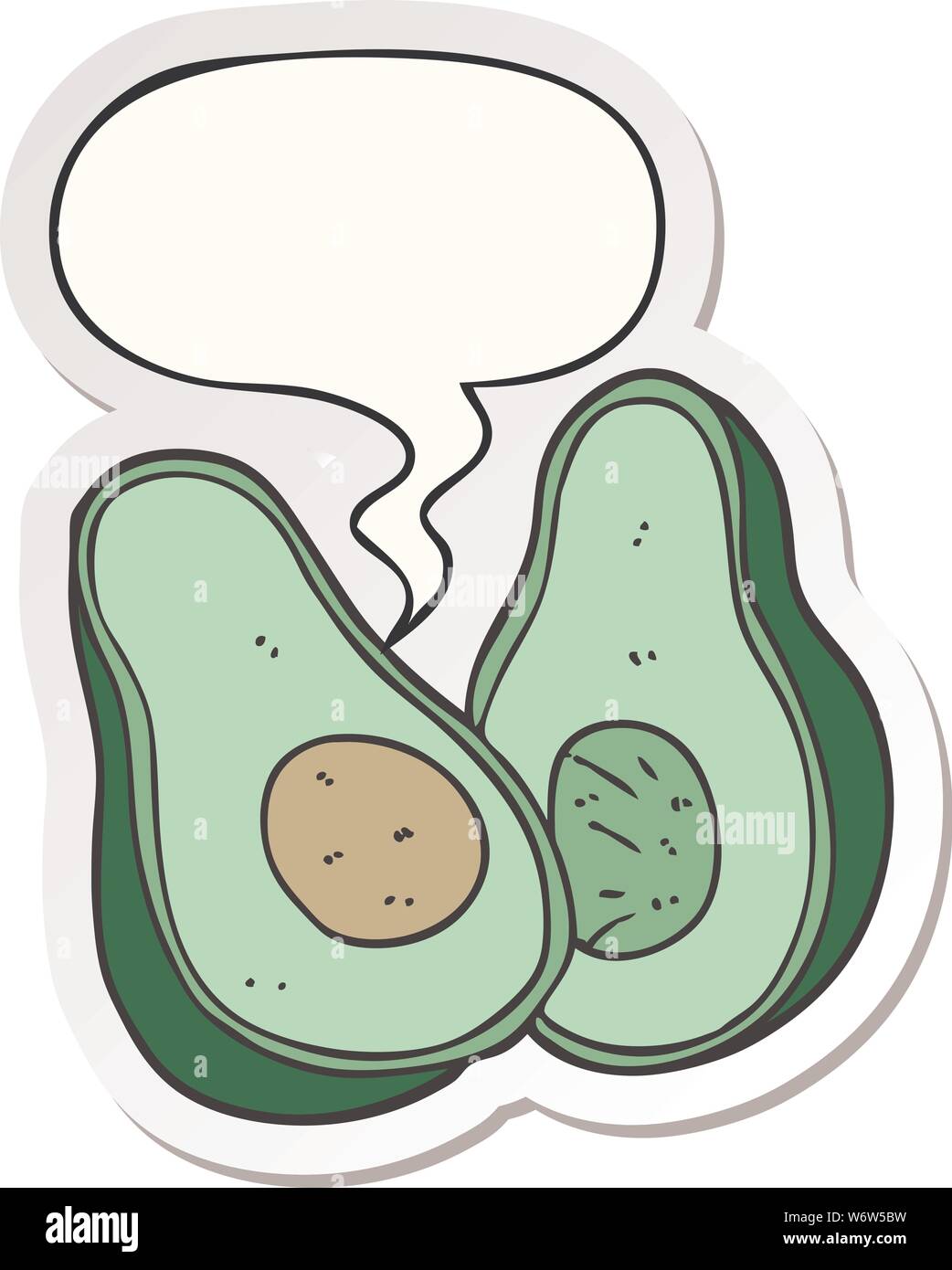 cartoon avocado with speech bubble sticker Stock Vector Image & Art - Alamy