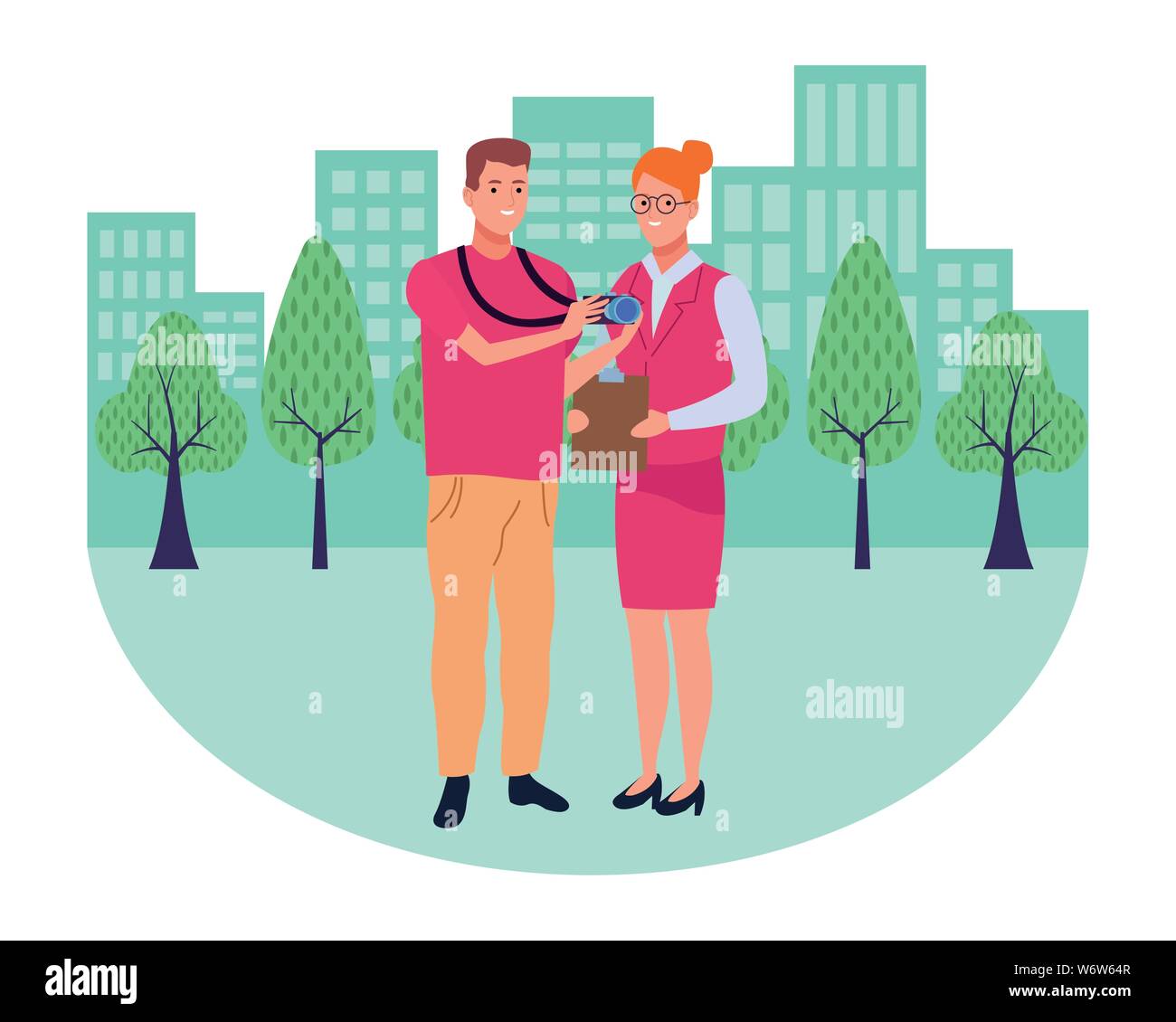 Professionals workers couple smiling cartoons Stock Vector Image & Art ...