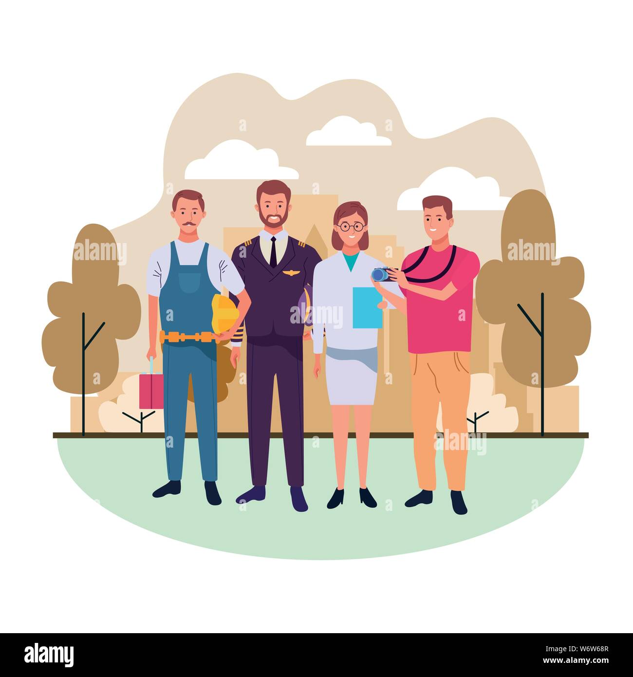 Professionals workers smiling cartoons Stock Vector Image & Art - Alamy