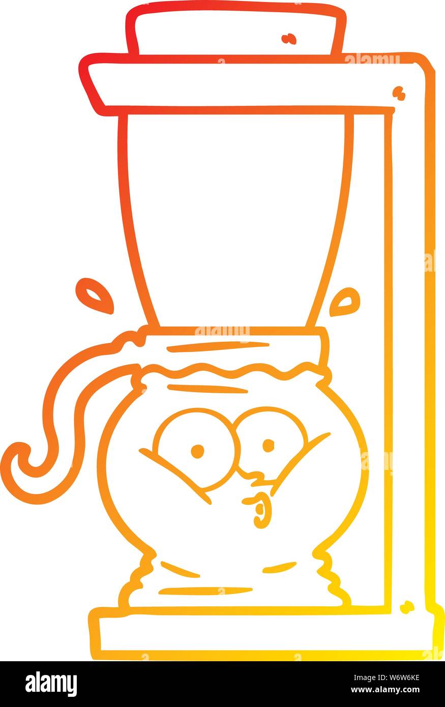 warm gradient line drawing of a cartoon filter coffee machine Stock ...