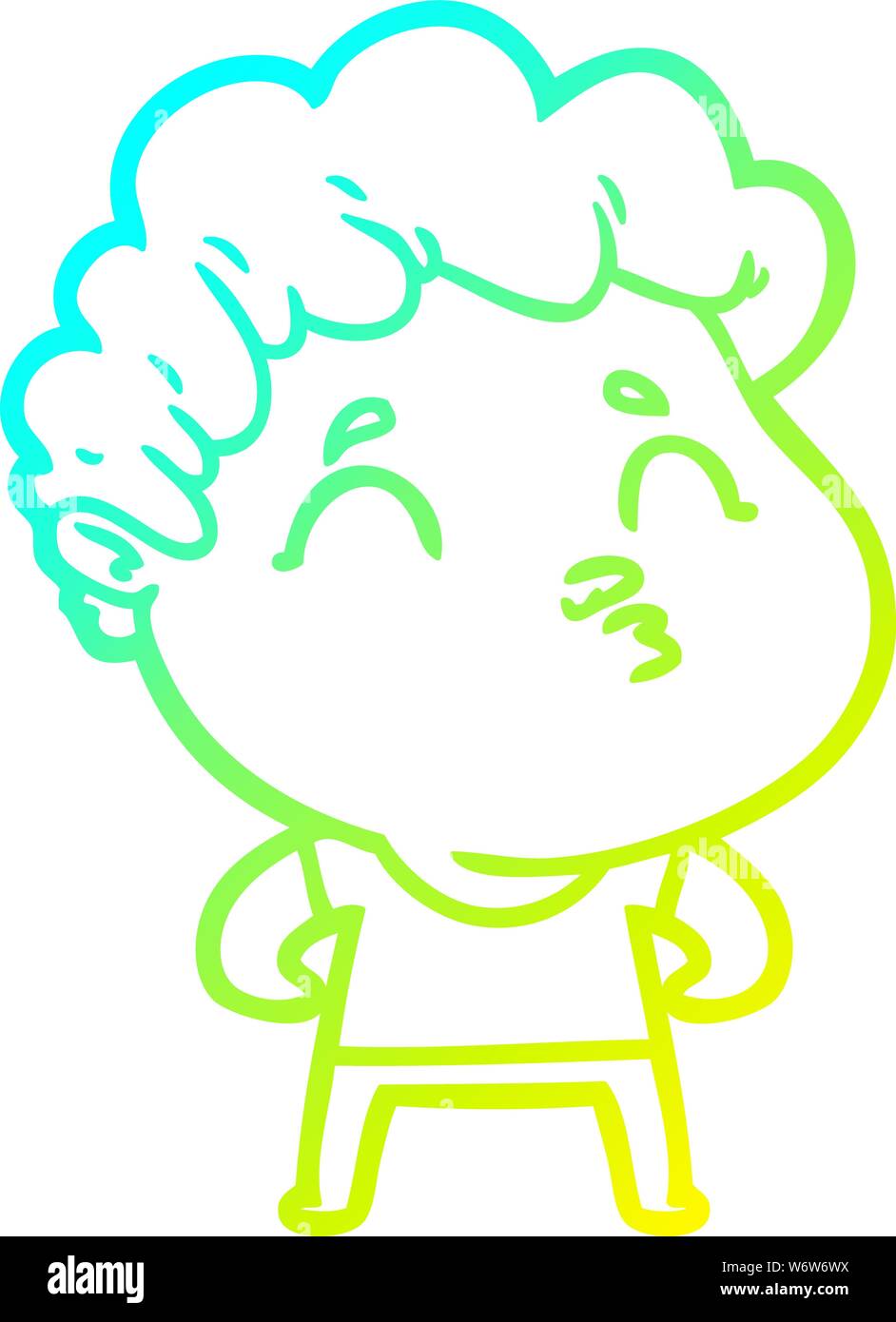 cold gradient line drawing of a cartoon man pouting Stock Vector Image ...