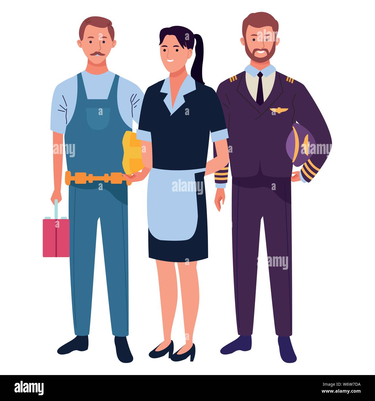 Professionals workers characters smiling cartoons Stock Vector Image ...