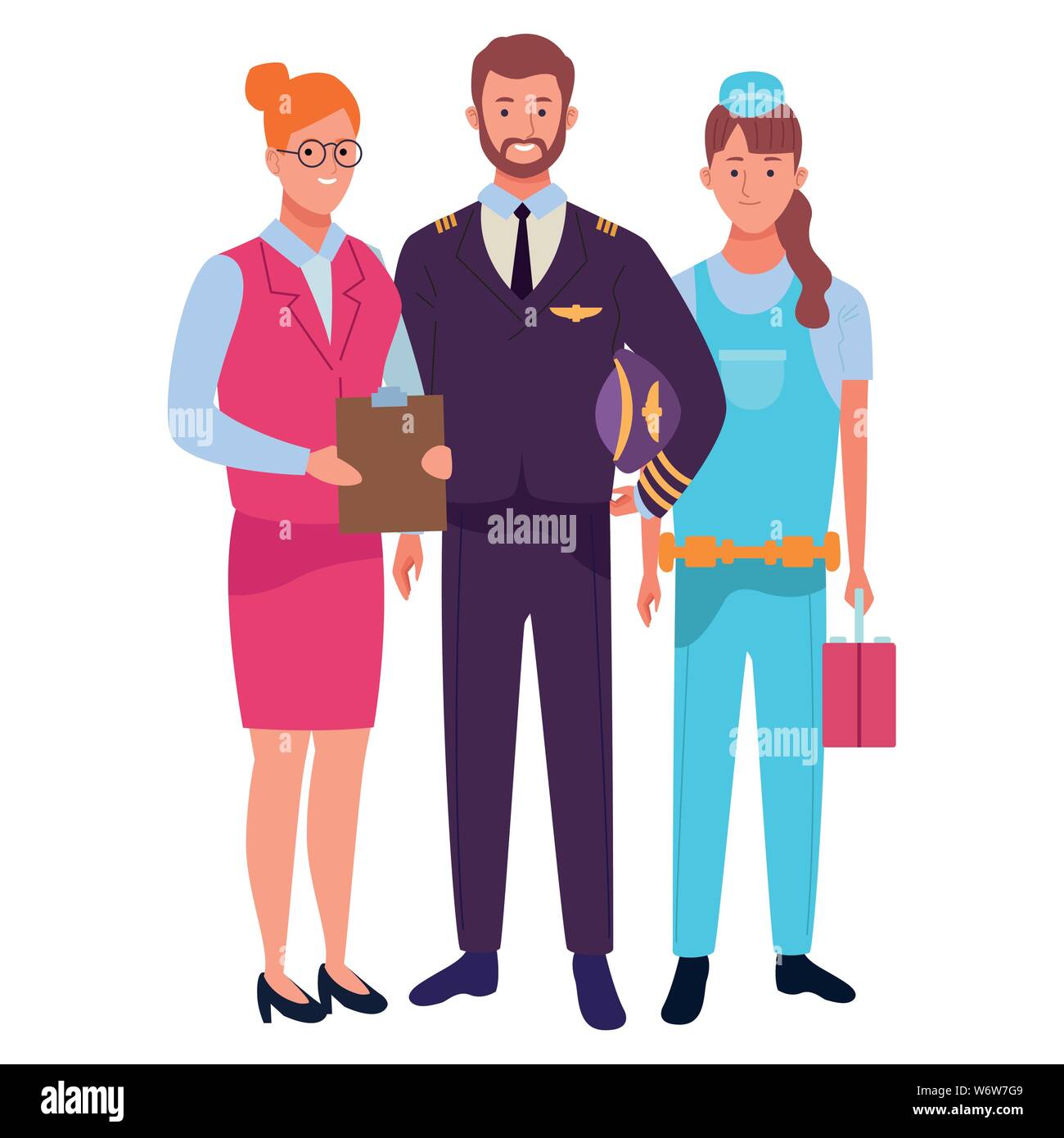 Professionals workers characters smiling cartoons Stock Vector Image ...