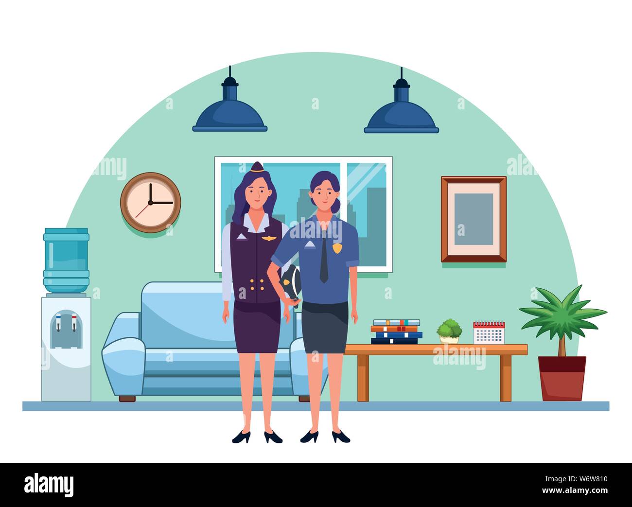 Professionals workers couple smiling cartoons Stock Vector Image & Art ...