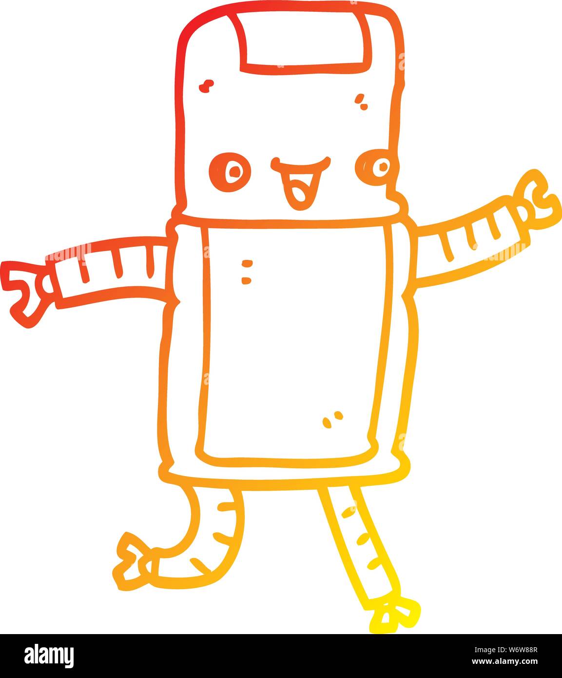 warm gradient line drawing of a cartoon robot Stock Vector Image & Art ...