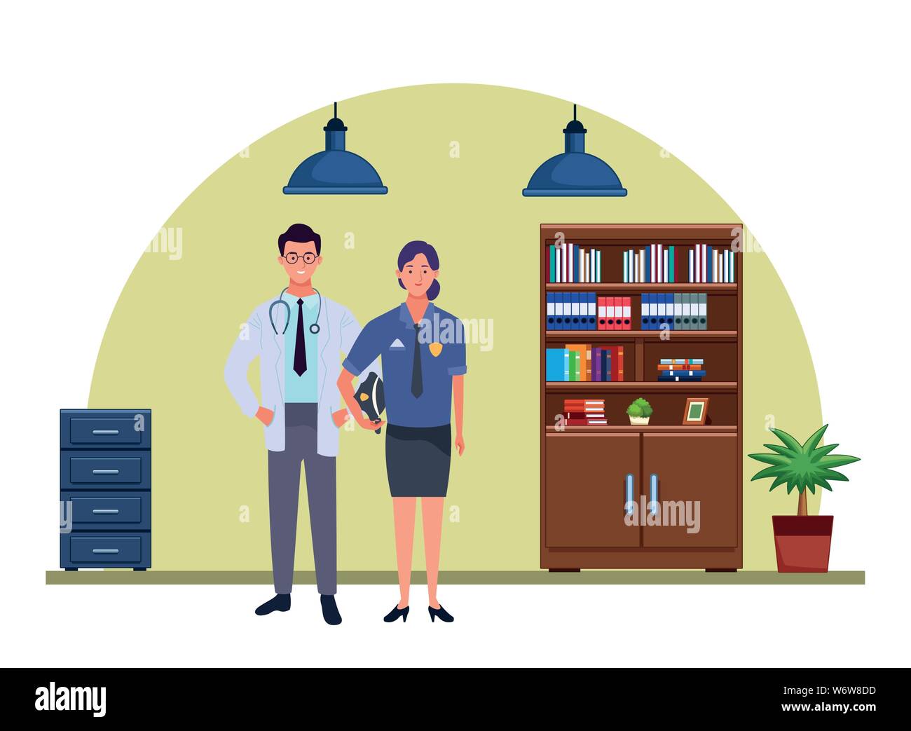 Professionals workers couple smiling cartoons Stock Vector Image & Art ...