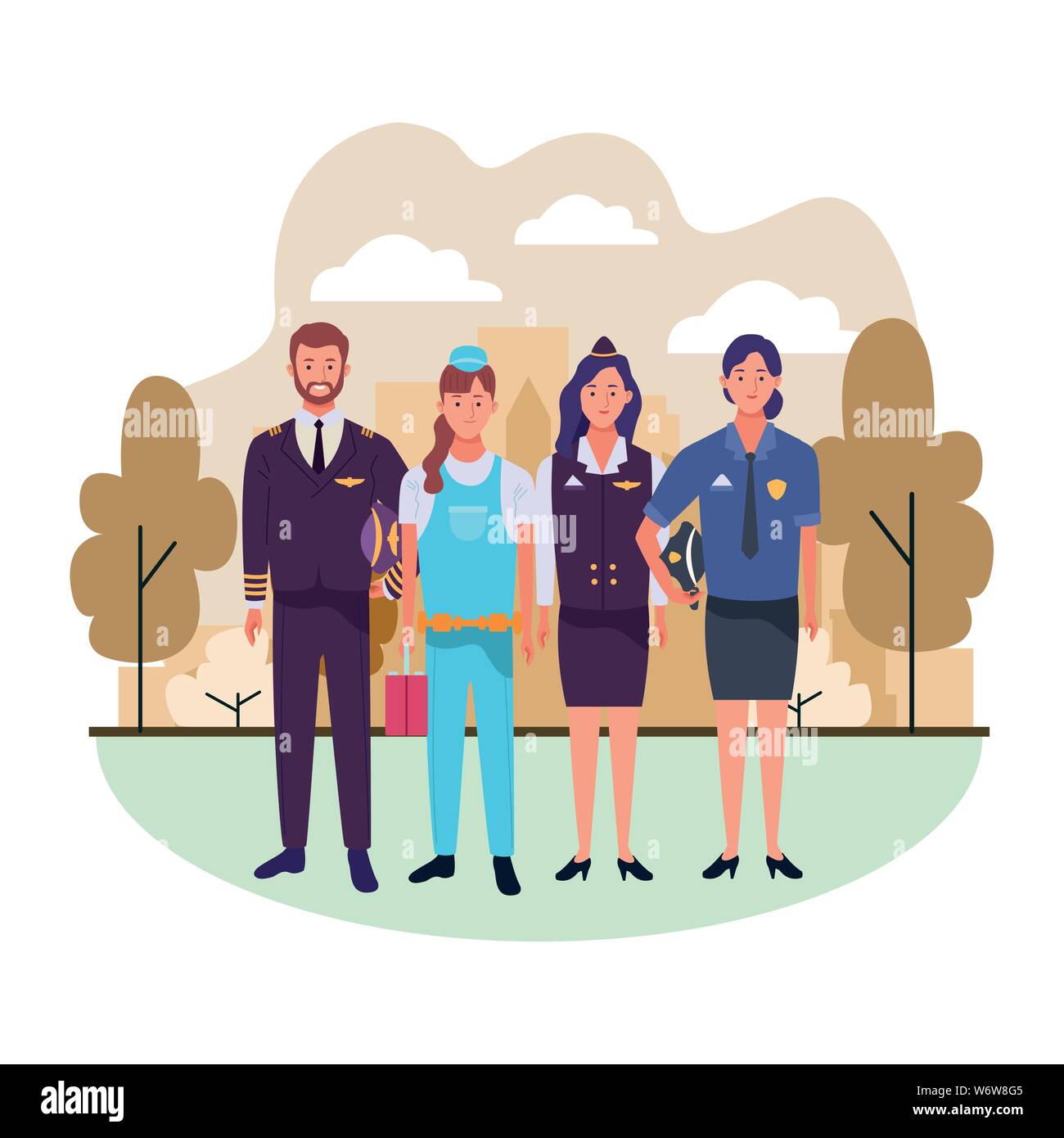 Professionals workers smiling cartoons Stock Vector Image & Art - Alamy