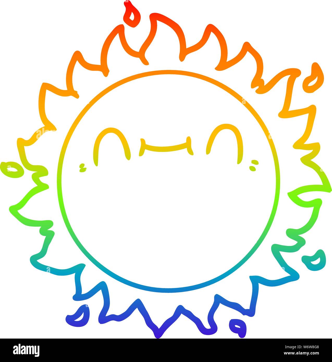 rainbow gradient line drawing of a happy cartoon sun Stock Vector Image ...