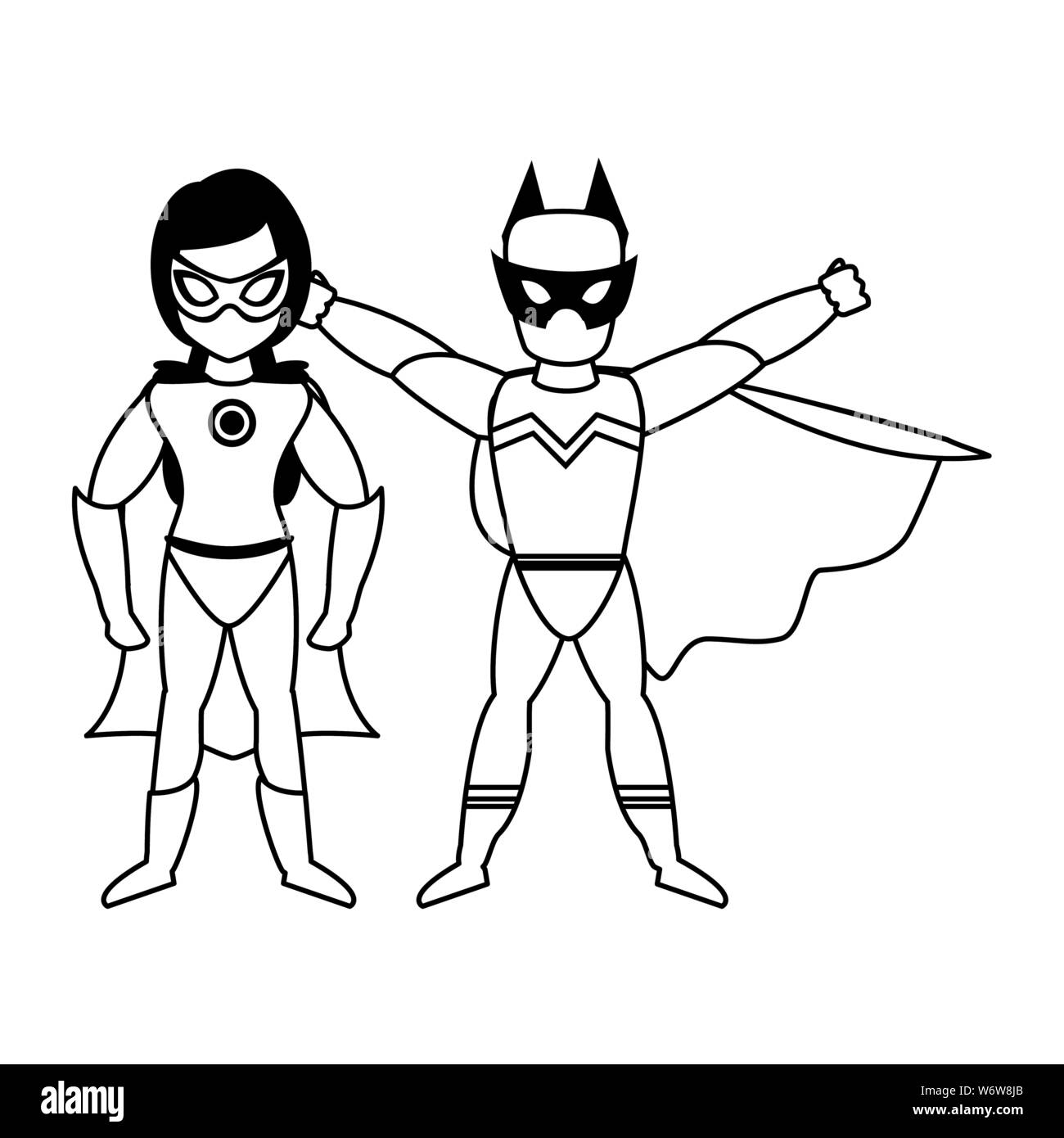 super hero comic retro cartoon in black and white Stock Vector Image ...