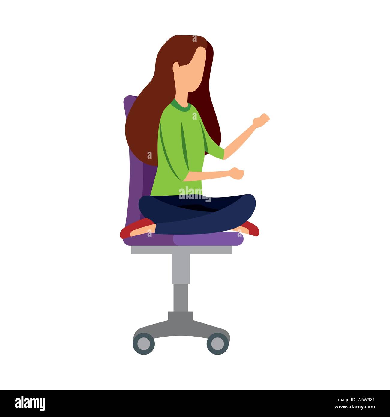 elegant businesswoman with lotus position in office chair Stock Vector ...
