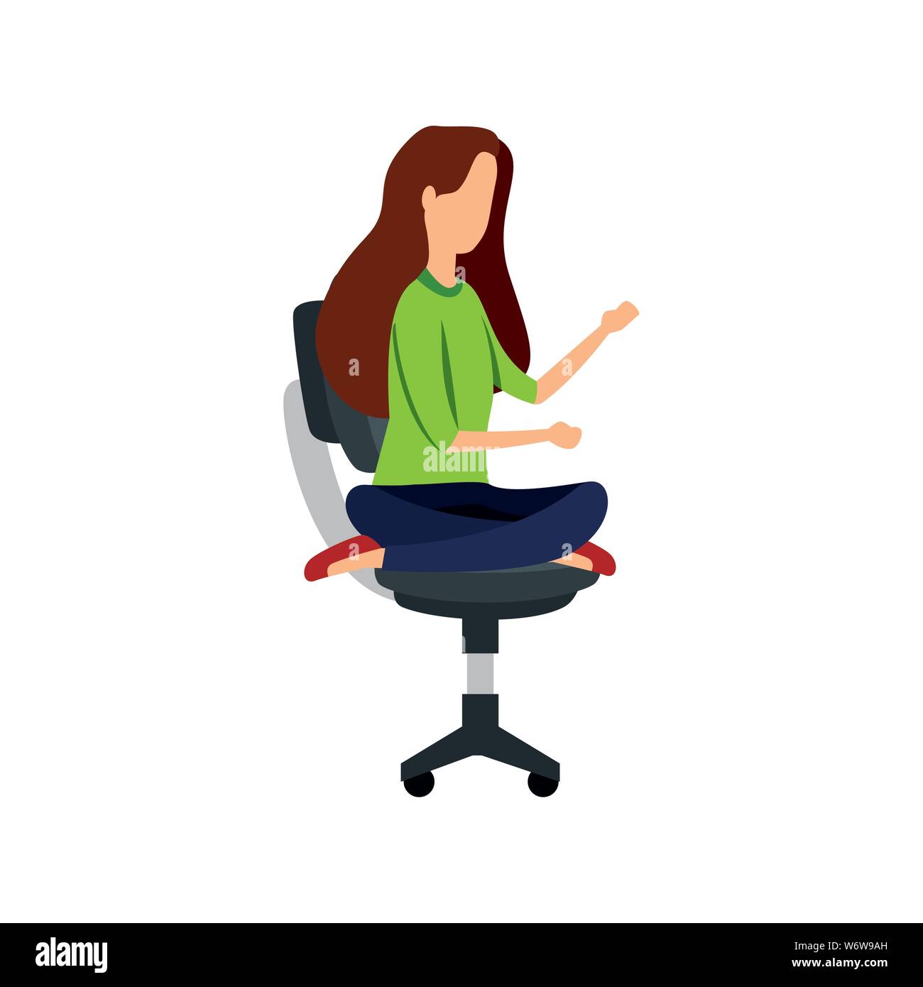 elegant businesswoman with lotus position in office chair Stock Vector ...