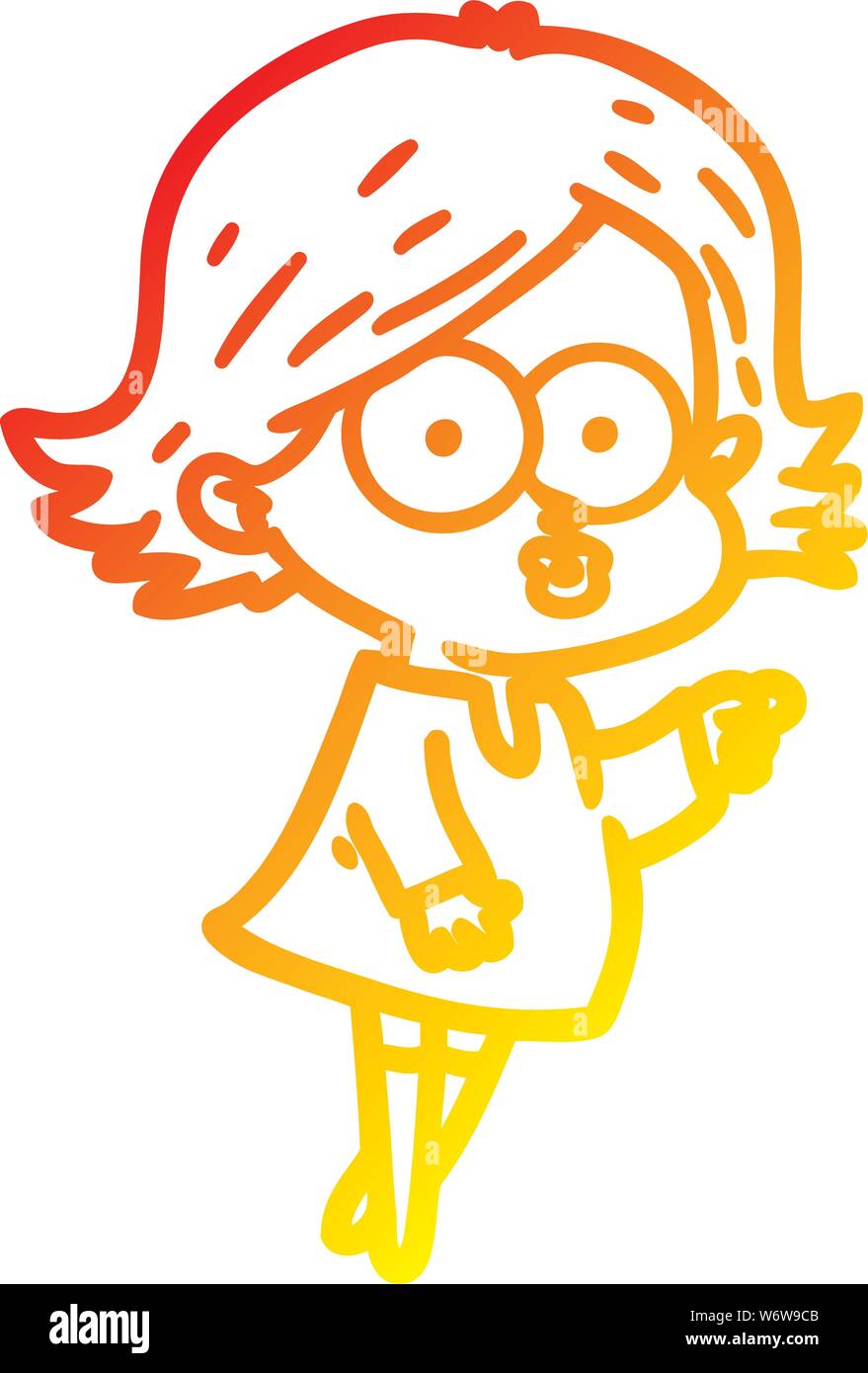 warm gradient line drawing of a cartoon girl pouting Stock Vector Image ...