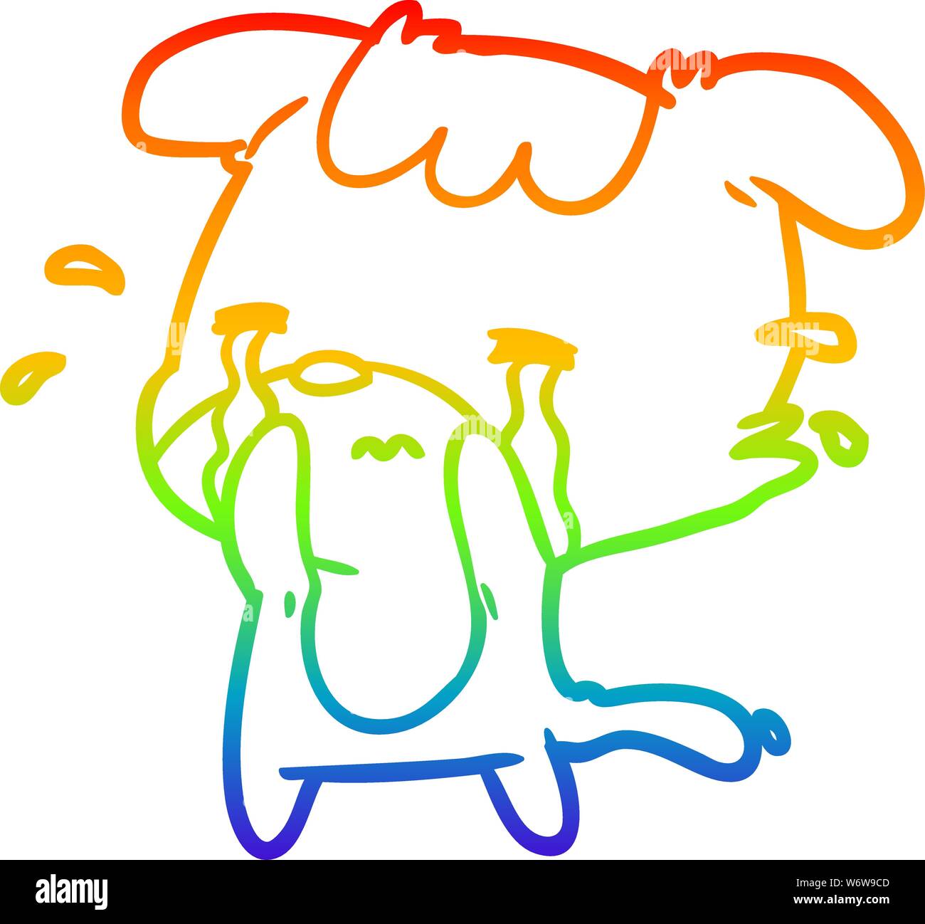 rainbow gradient line drawing of a sad dog crying Stock Vector Image ...