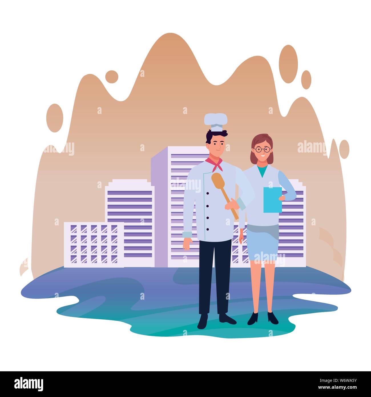 Professionals workers couple smiling cartoons Stock Vector Image & Art ...