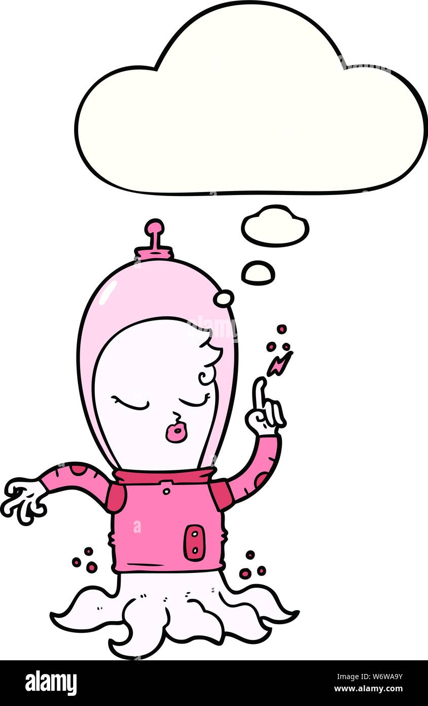 cute cartoon alien with thought bubble Stock Vector Image & Art - Alamy