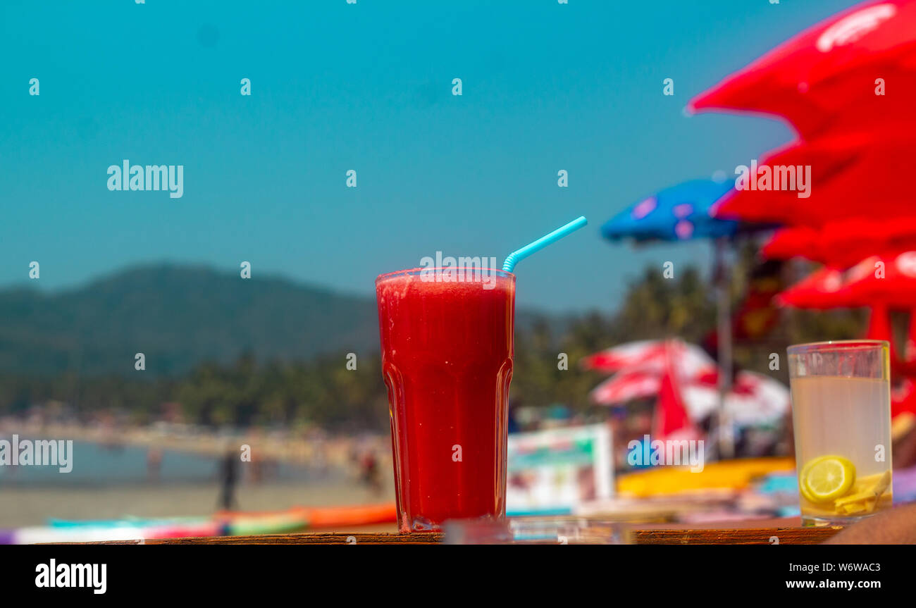 Strawberry drink mocktail smoothie at Olive Bar and Kitchen, Goa India ...