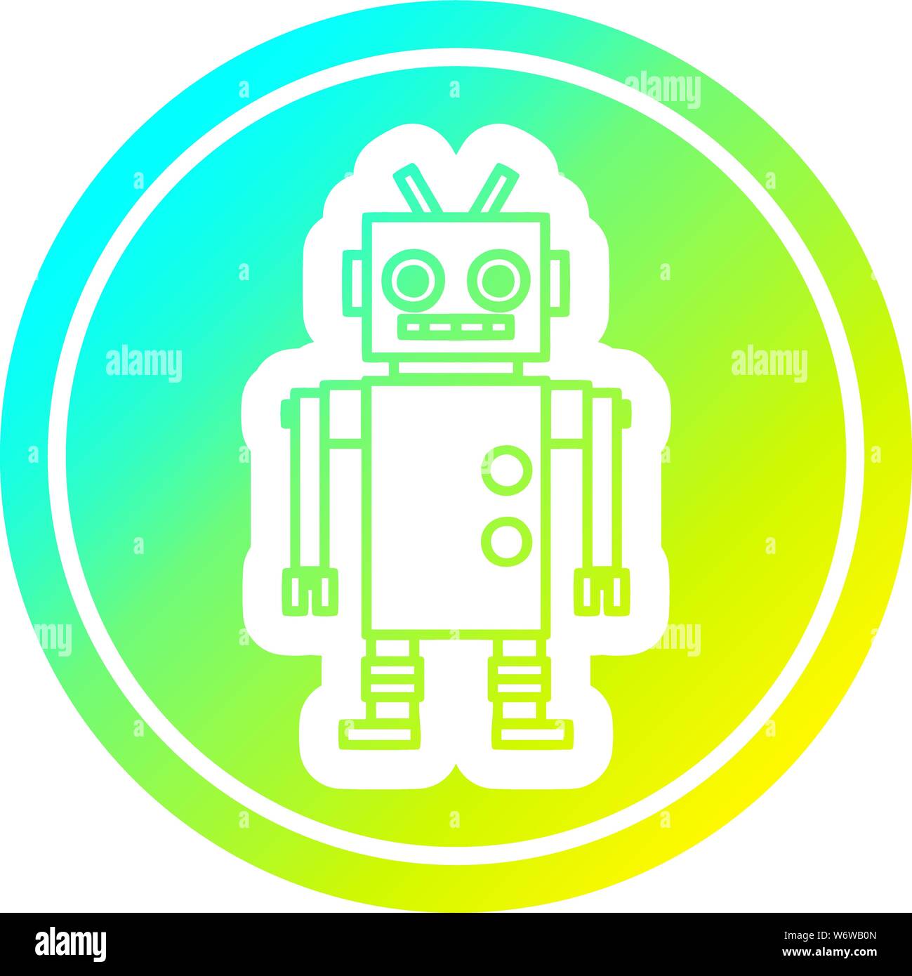 dancing robot circular icon with cool gradient finish Stock Vector ...