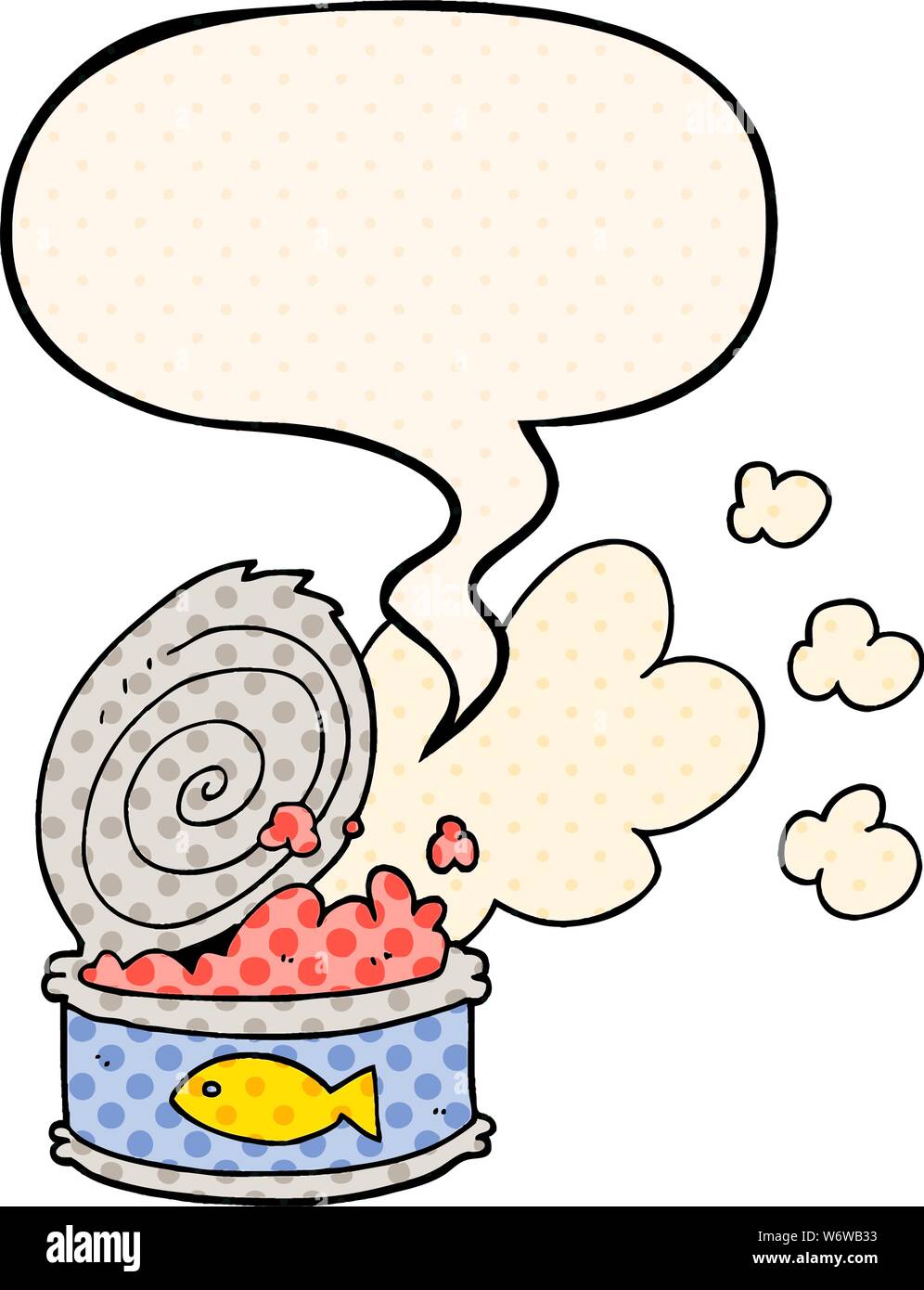 cartoon smelly can of fish with speech bubble in comic book style Stock ...