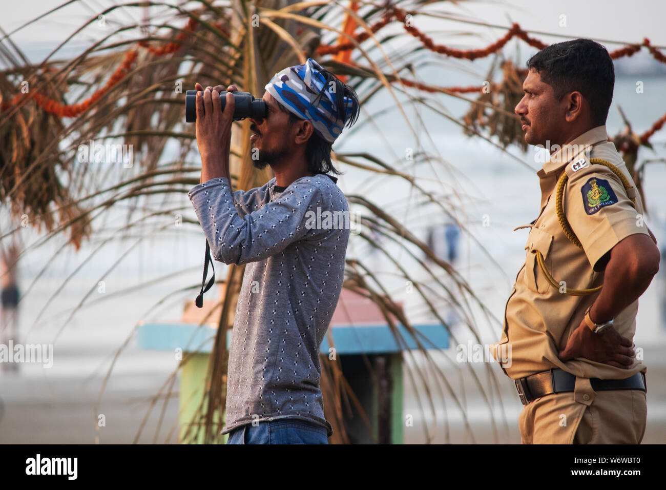 Agonda, Goa / India - November 6 2019: Indian police overseeing ...