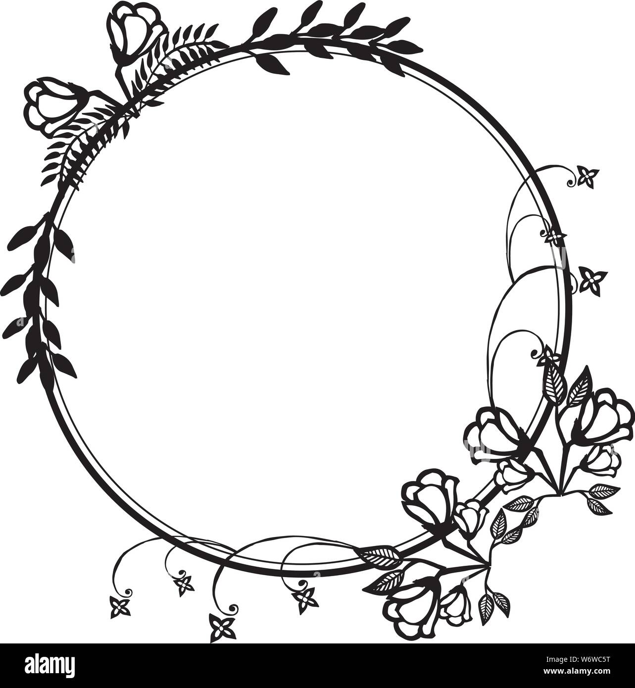 Drawing cute tulips flower, with vintage frame, design of card. Vector ...