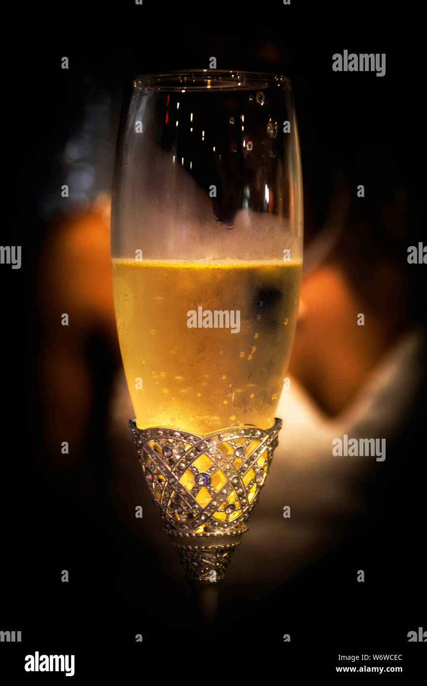 Golden Champagne Cup With a beautiful Illumination perspective Stock ...