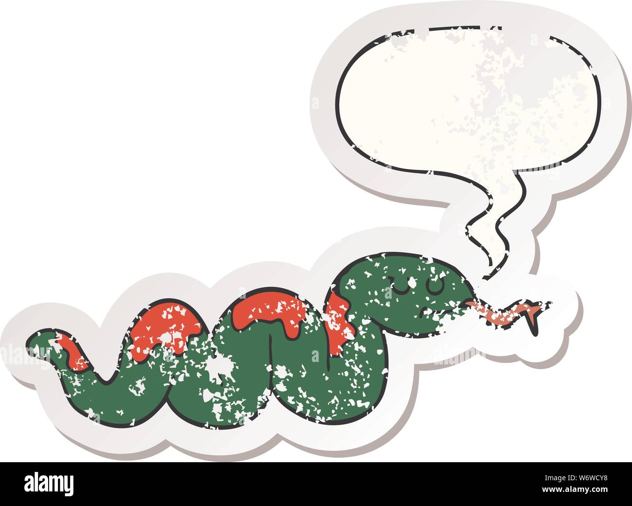 cartoon snake with speech bubble distressed distressed old sticker ...