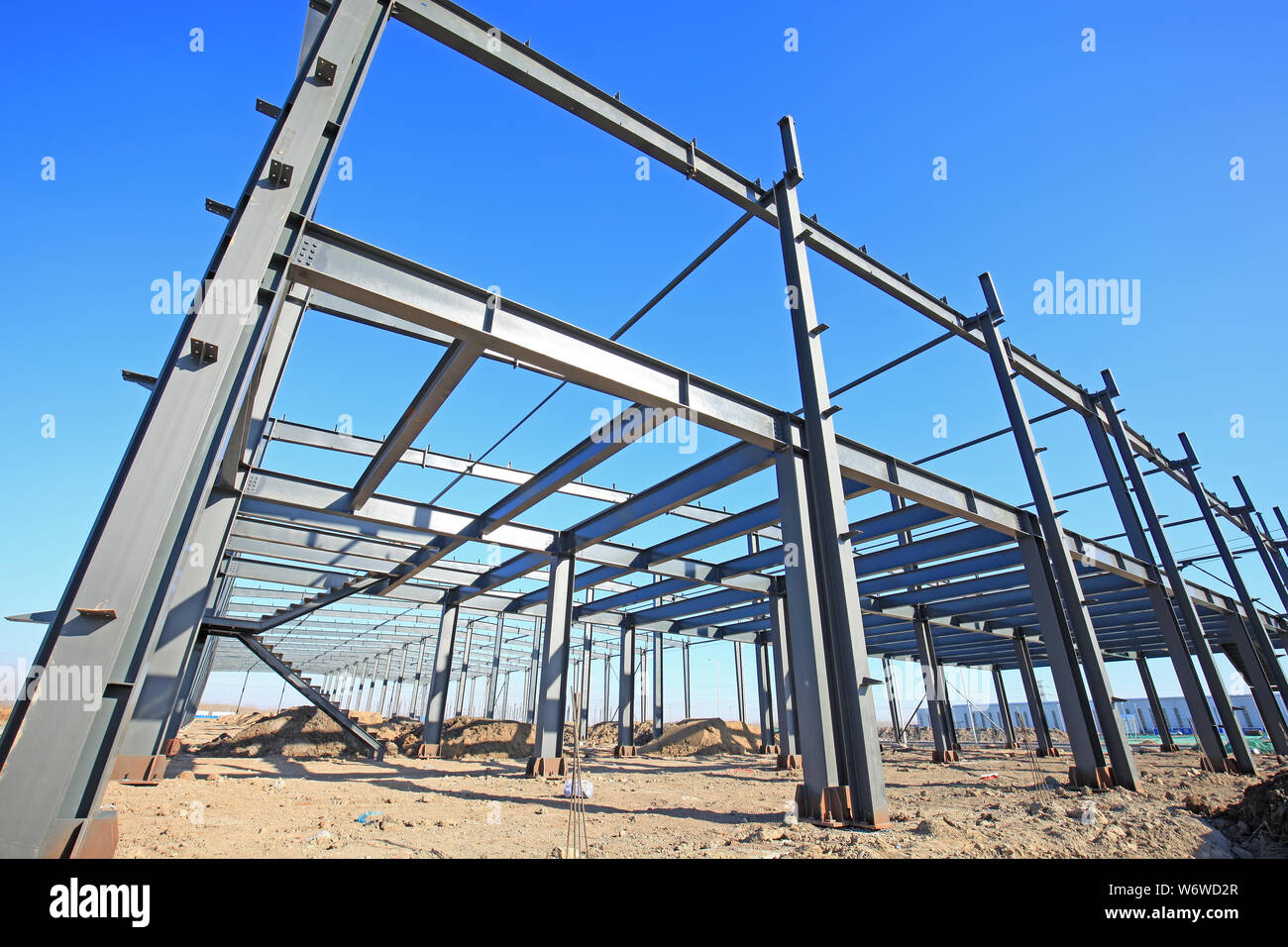 In the construction site, steel structure is under construction Stock ...