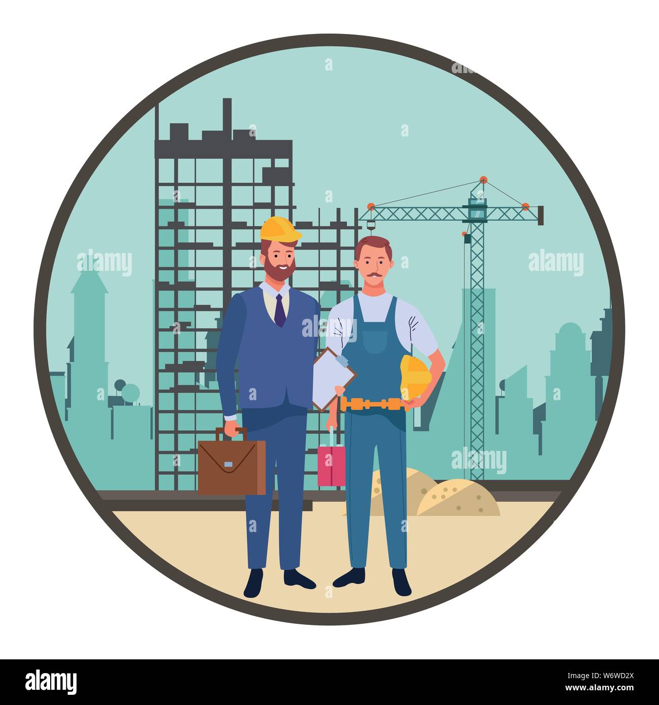 Professionals workers couple smiling cartoons Stock Vector Image & Art ...