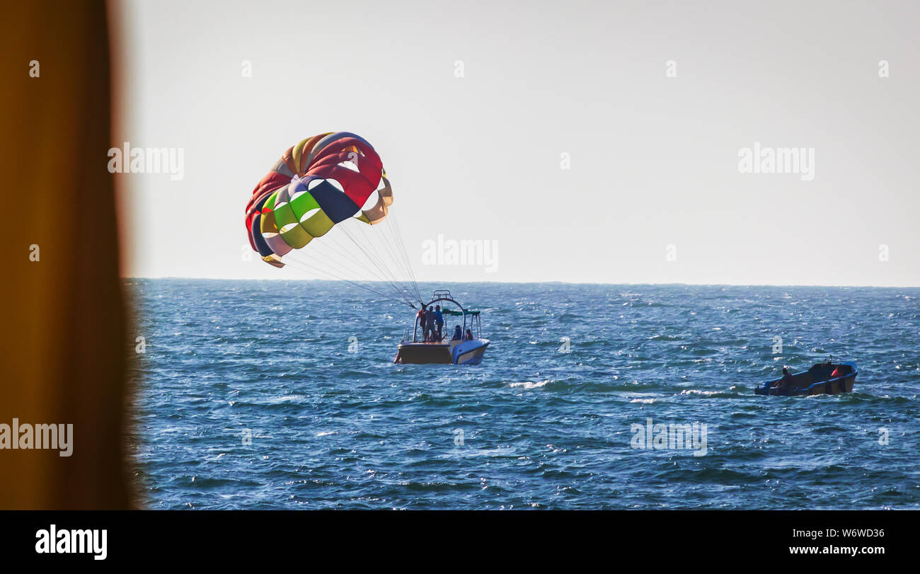 Paragliding on the beach of Arambol in Goa,India Stock Photo - Alamy