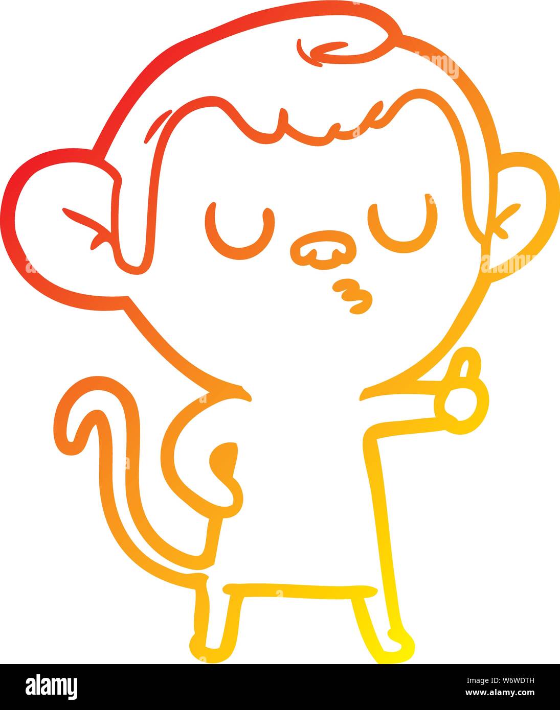 warm gradient line drawing of a cartoon calm monkey Stock Vector Image ...