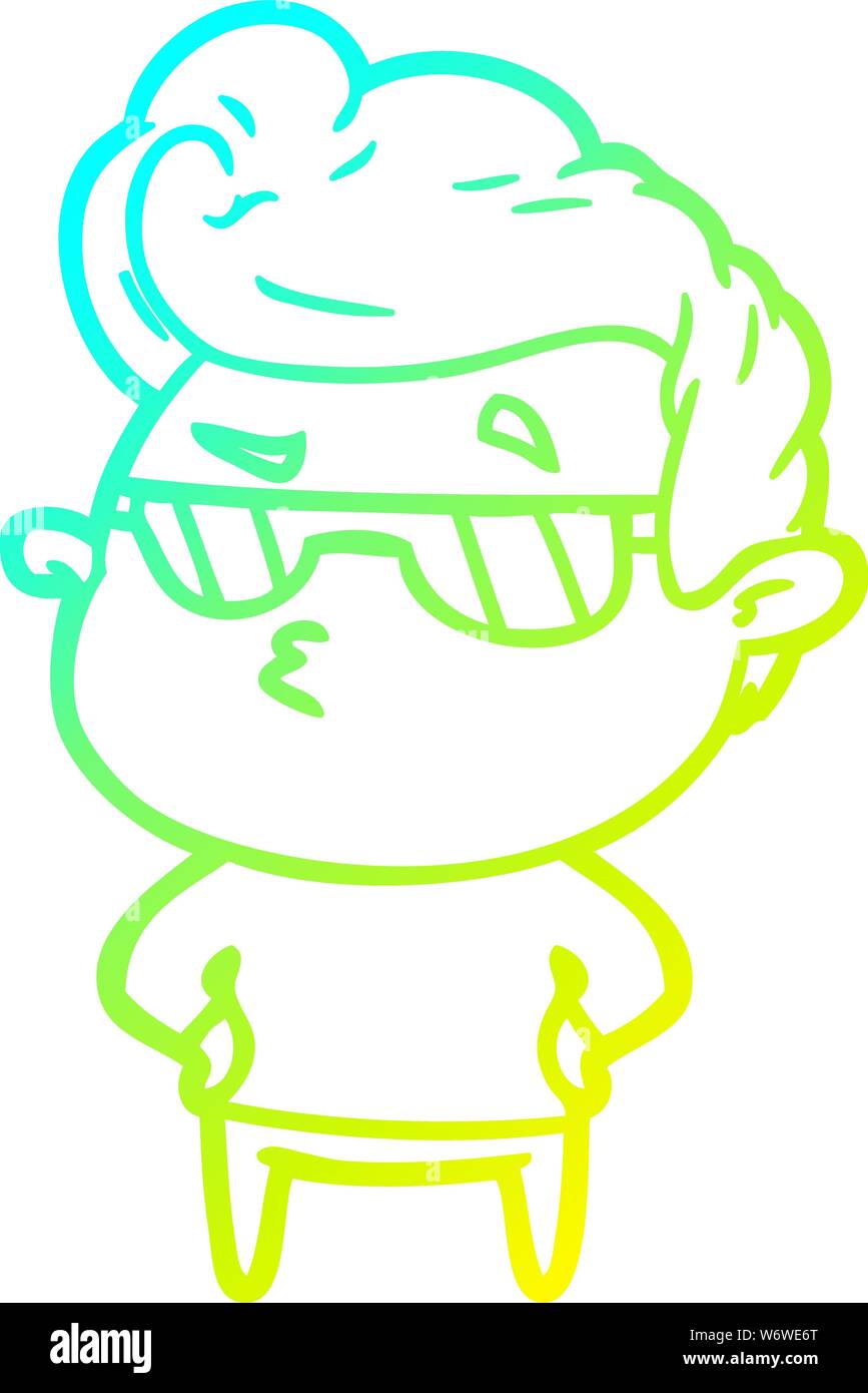 cold gradient line drawing of a cartoon cool guy Stock Vector Image ...