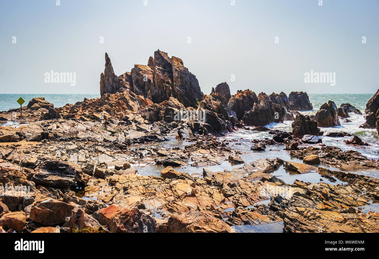 Rocks and stones on the Arambol beach in North Goa, India. Best holiday ...