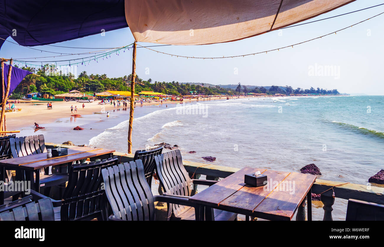 Sea View Restaurant Summer Pavilion Or Terrace Interior With Open beach ...