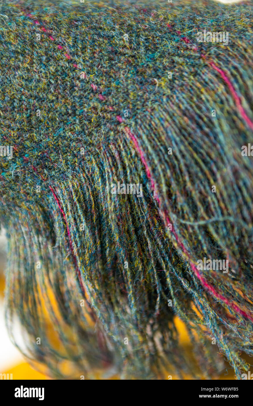 woolen scarf with fringes made of Harris Tweed Stock Photo - Alamy