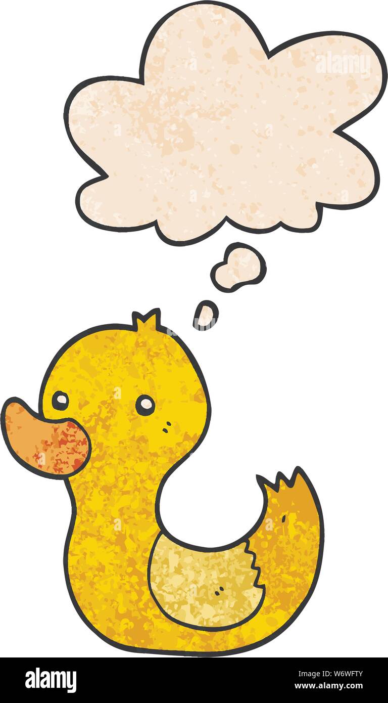 cartoon duck with thought bubble in grunge texture style Stock Vector ...