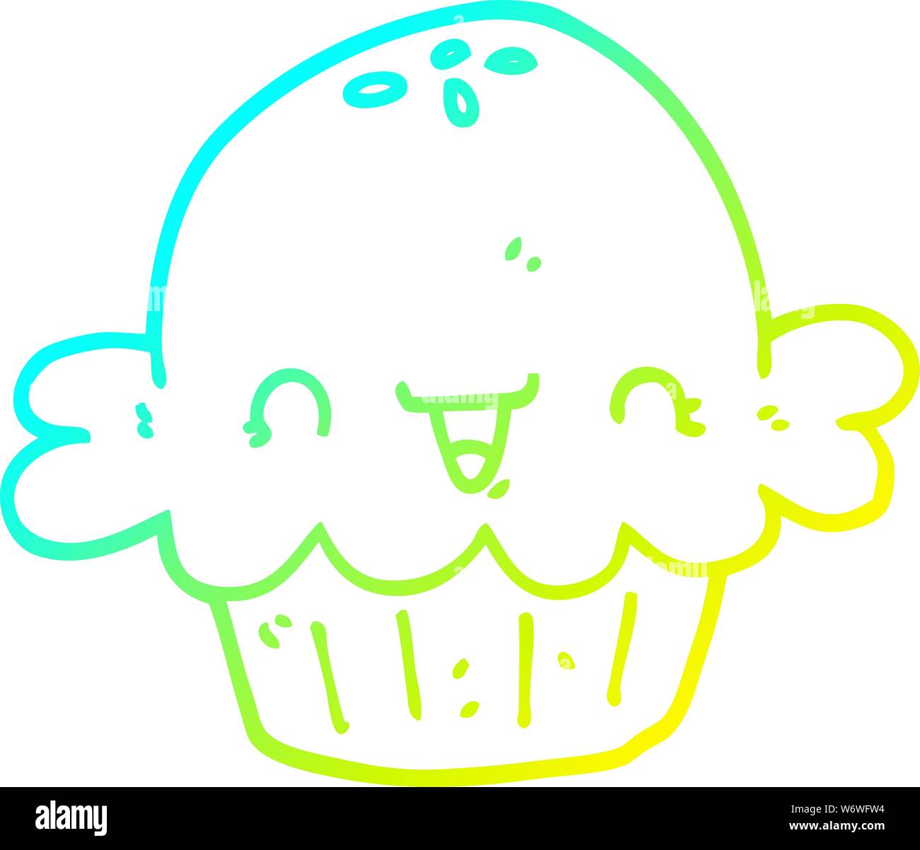 cold gradient line drawing of a cute cartoon pie Stock Vector Image ...