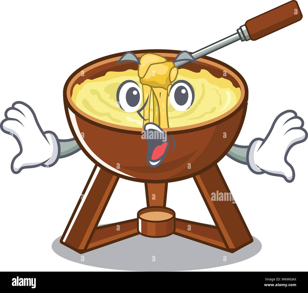 Surprised fondue cheese served in cartoon bowl Stock Vector Image & Art ...