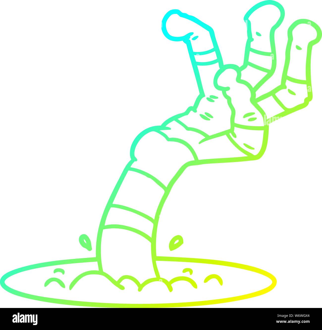 cold gradient line drawing of a cartoon spooky monster hand Stock ...