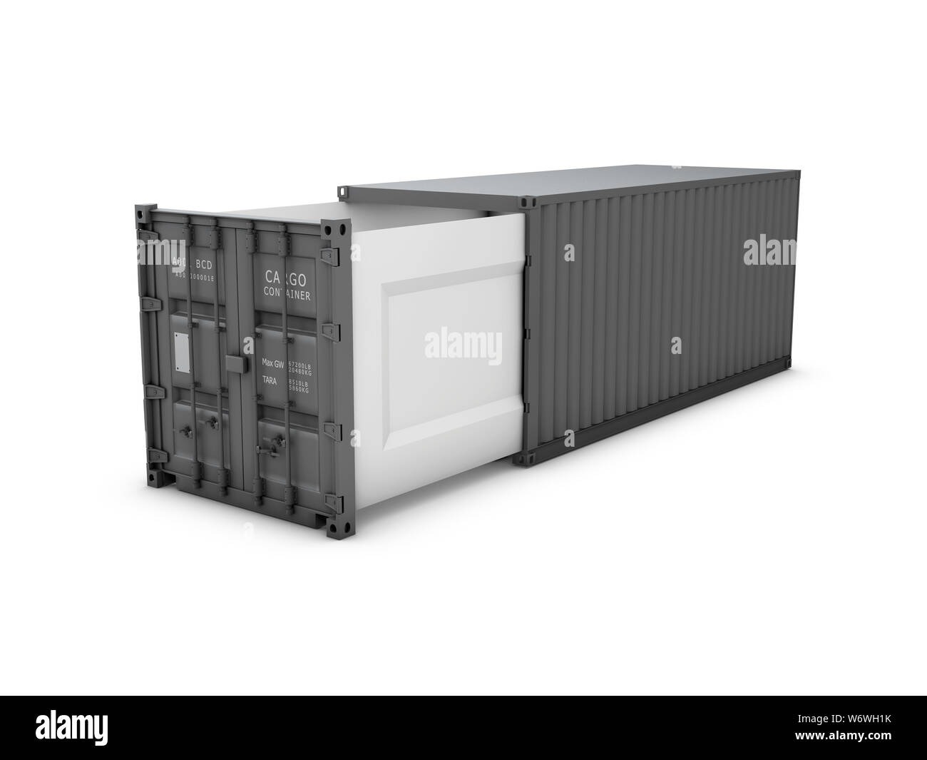 Opened shipping container, 3d Illustration isolated white Stock Photo ...