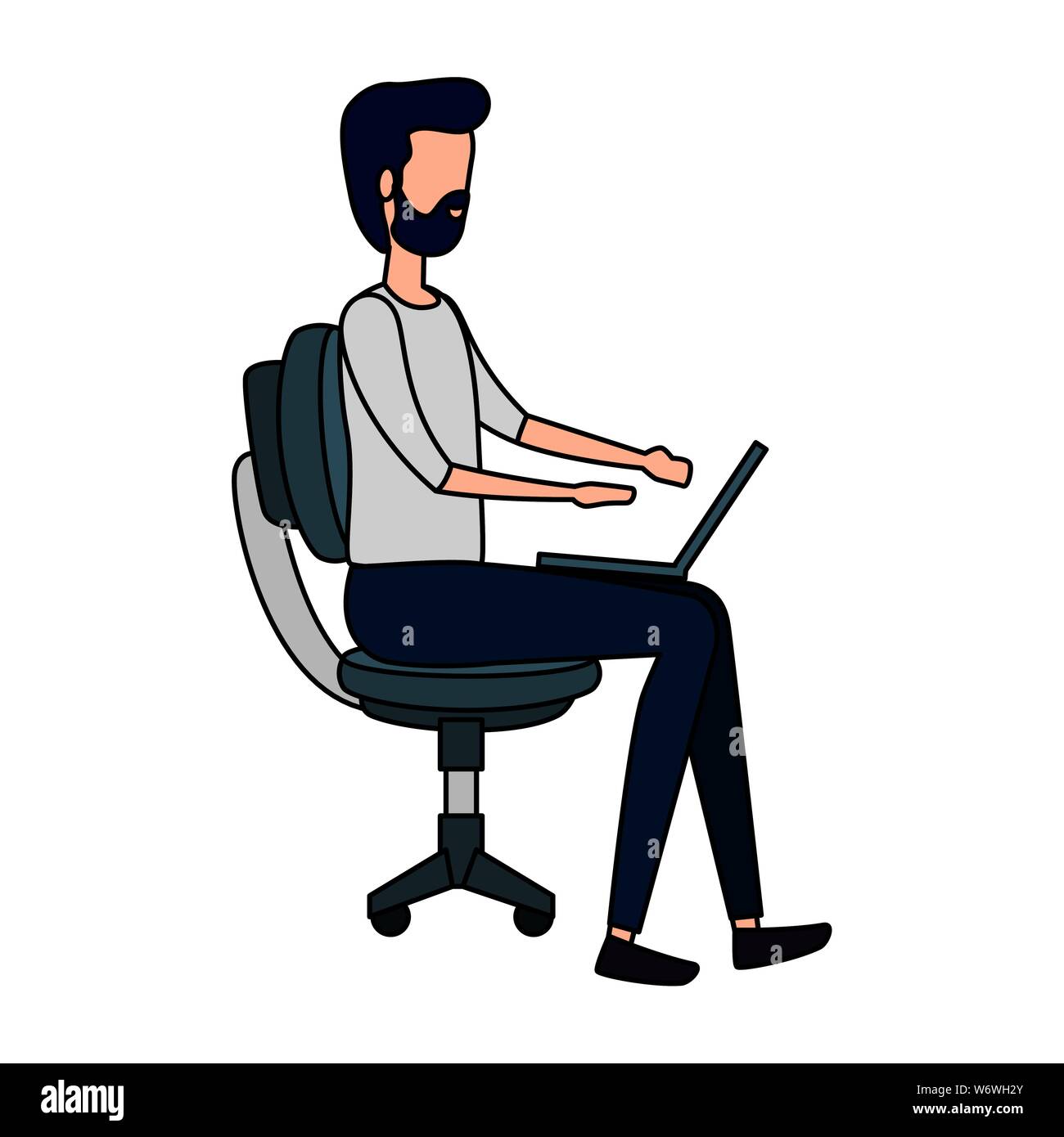 Man sitting on armchair using Stock Vector Images - Alamy