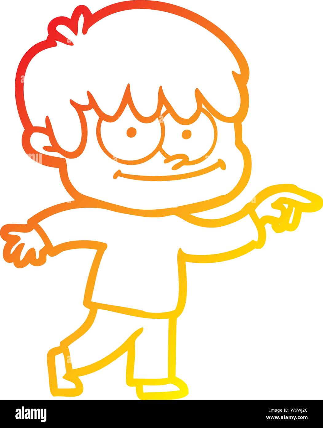warm gradient line drawing of a happy cartoon man Stock Vector Image ...
